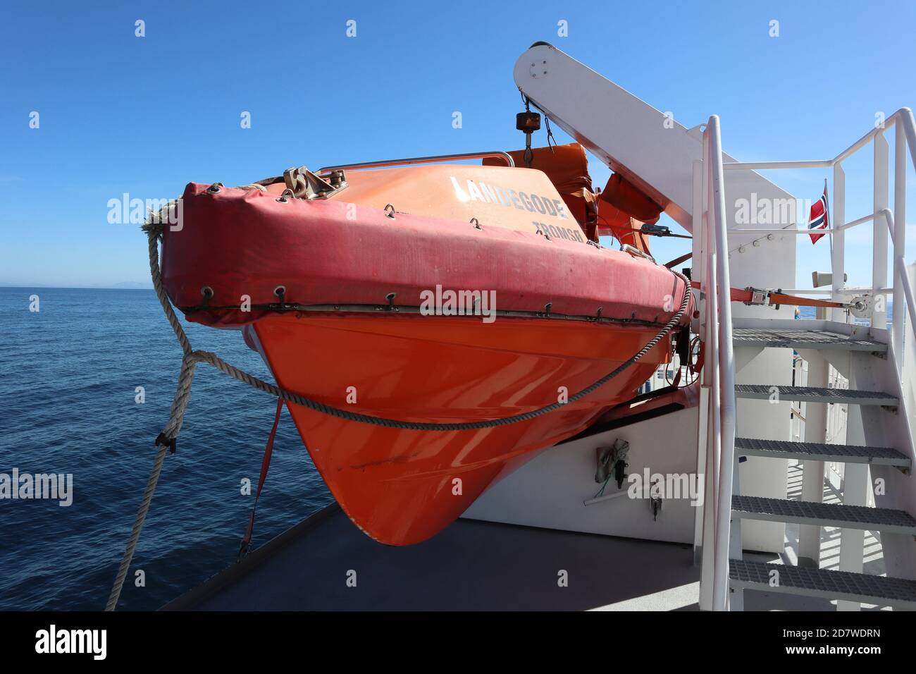 Norway - June 15 2019: Lifeboat on a ferry in Norway Stock Photo - Alamy