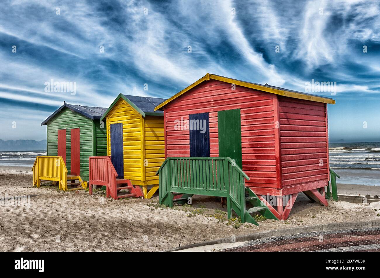 Colourful Victorian beach huts at Muizenberg, Cape Town, South Africa ... Colourful Victorian beach huts at Muizenberg, Cape Town, South Africa ...
