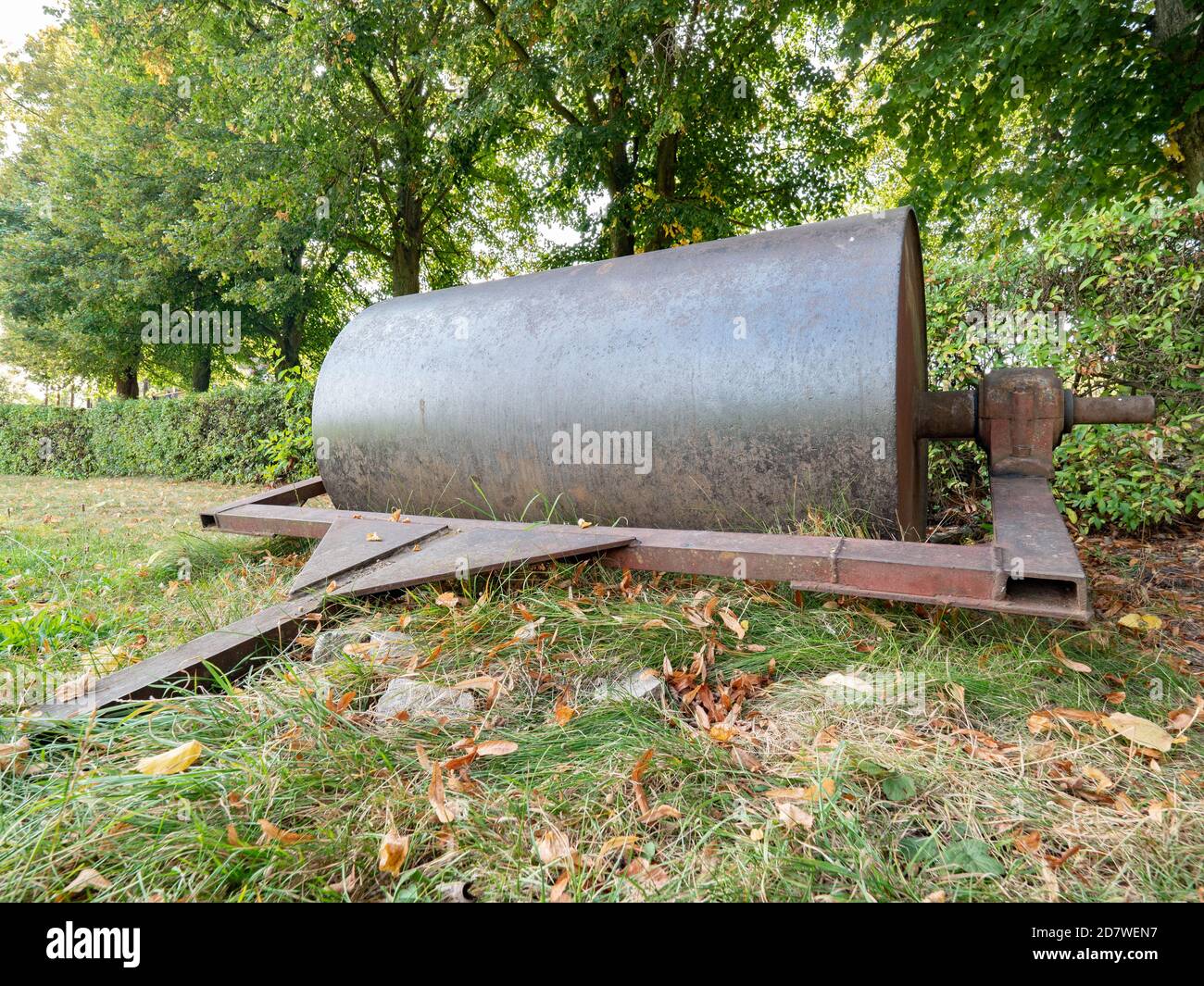 Vintage roller for sports grounds football athletics maintenance Stock ...