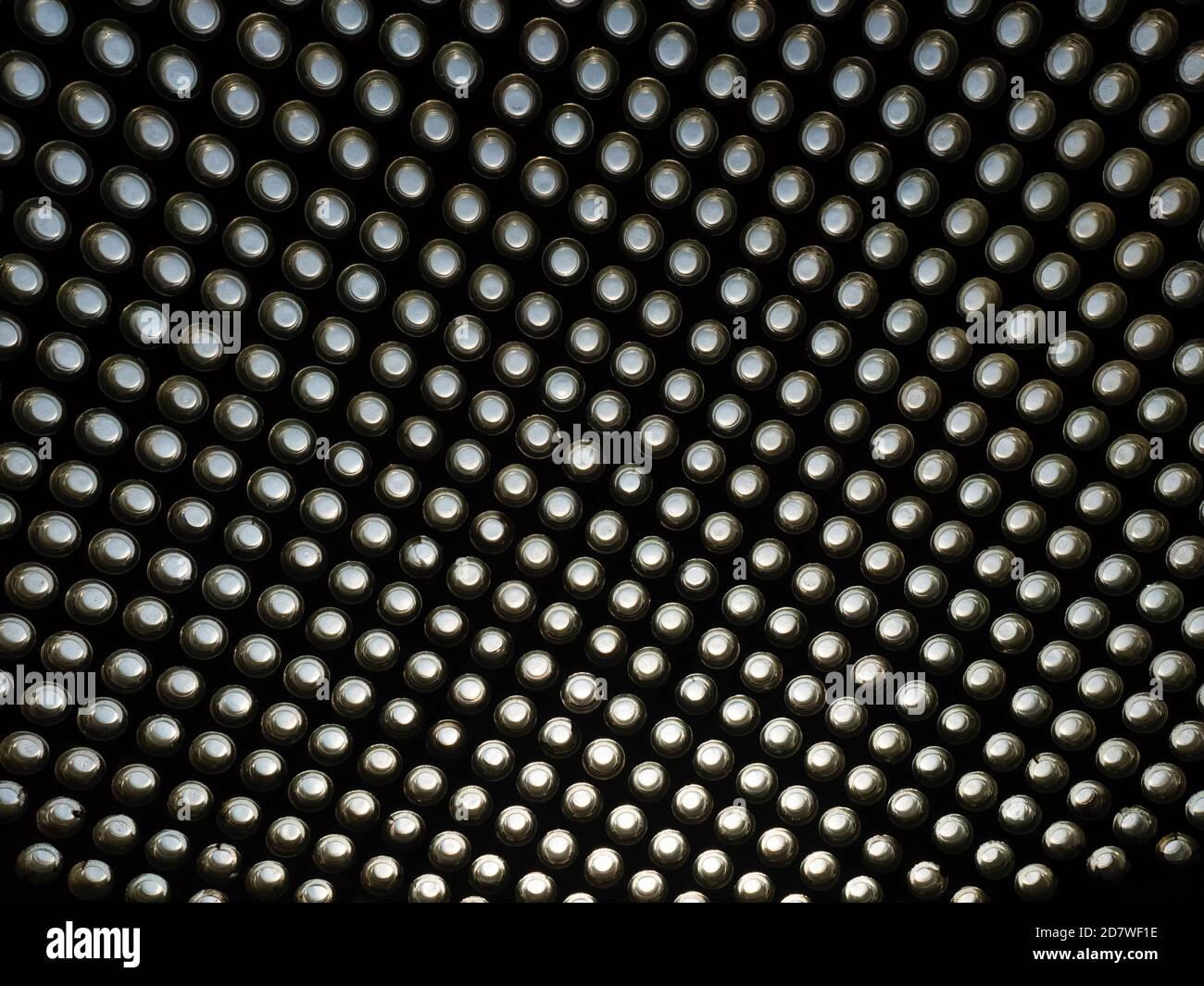 Modern ceiling build from glass bricks in circle shape. Round ...