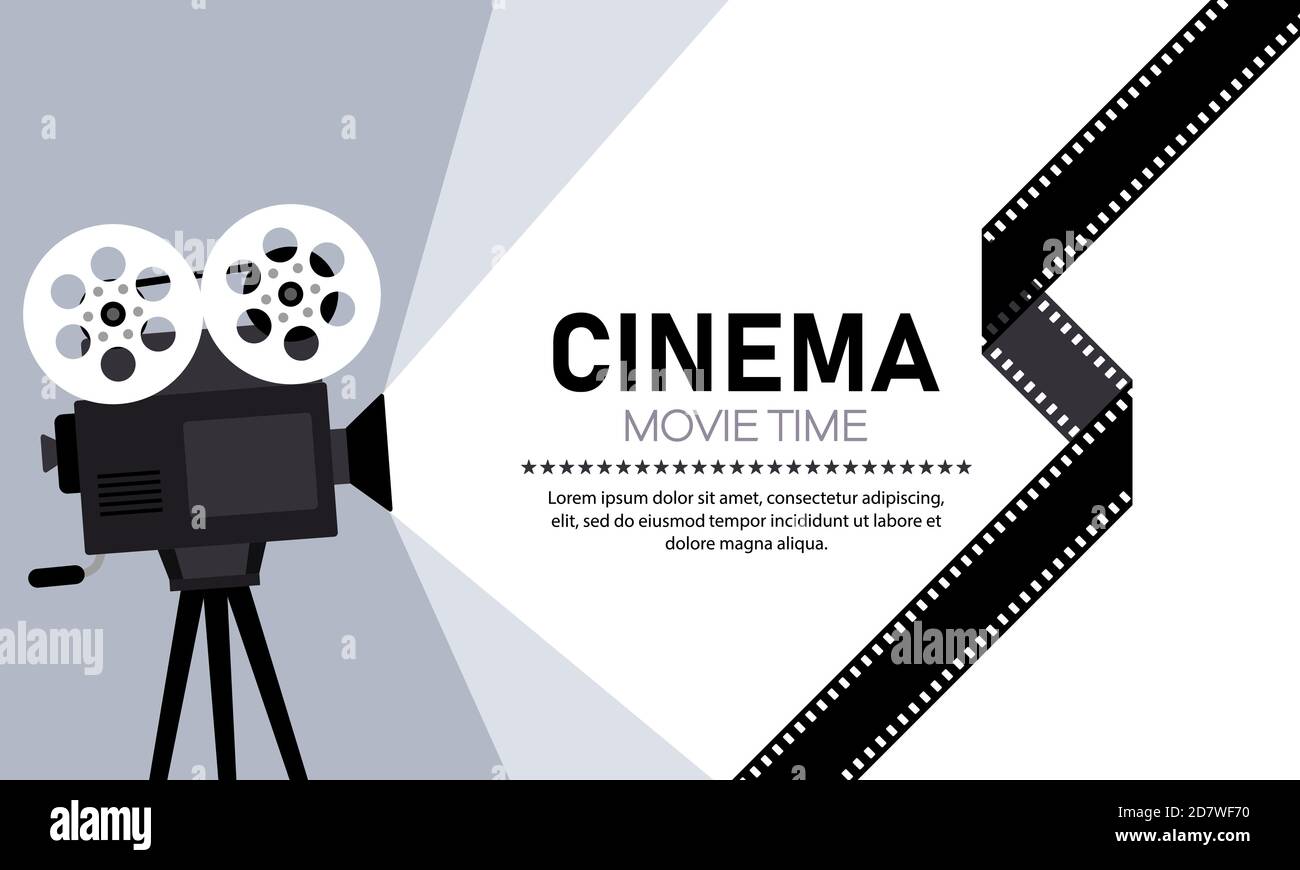 Cinema banner. Movie time. Camera. Vector on isolated white background ...