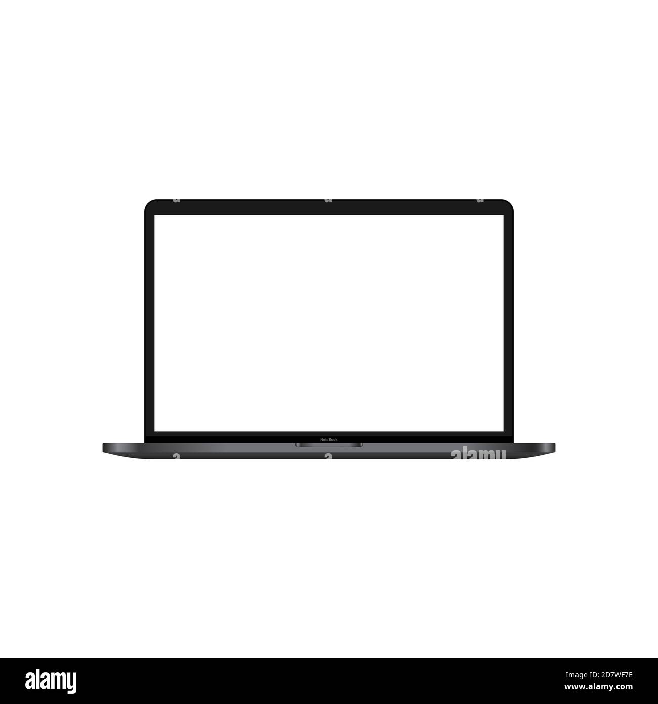 Realistic notebook banner. Laptop screen mockup. Laptop dark gray color ...