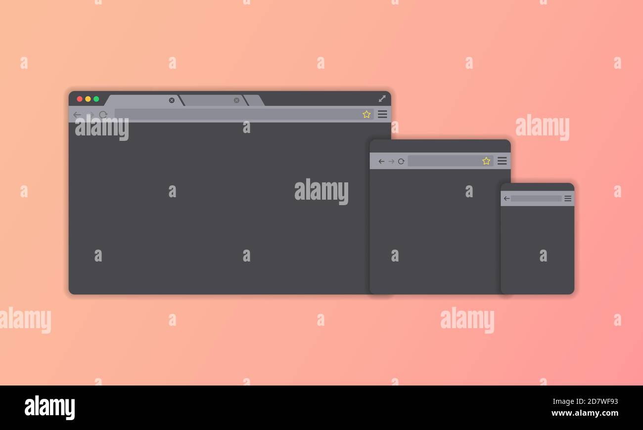 Web page banner. Browser window. Dark theme. Vector on isolated ...