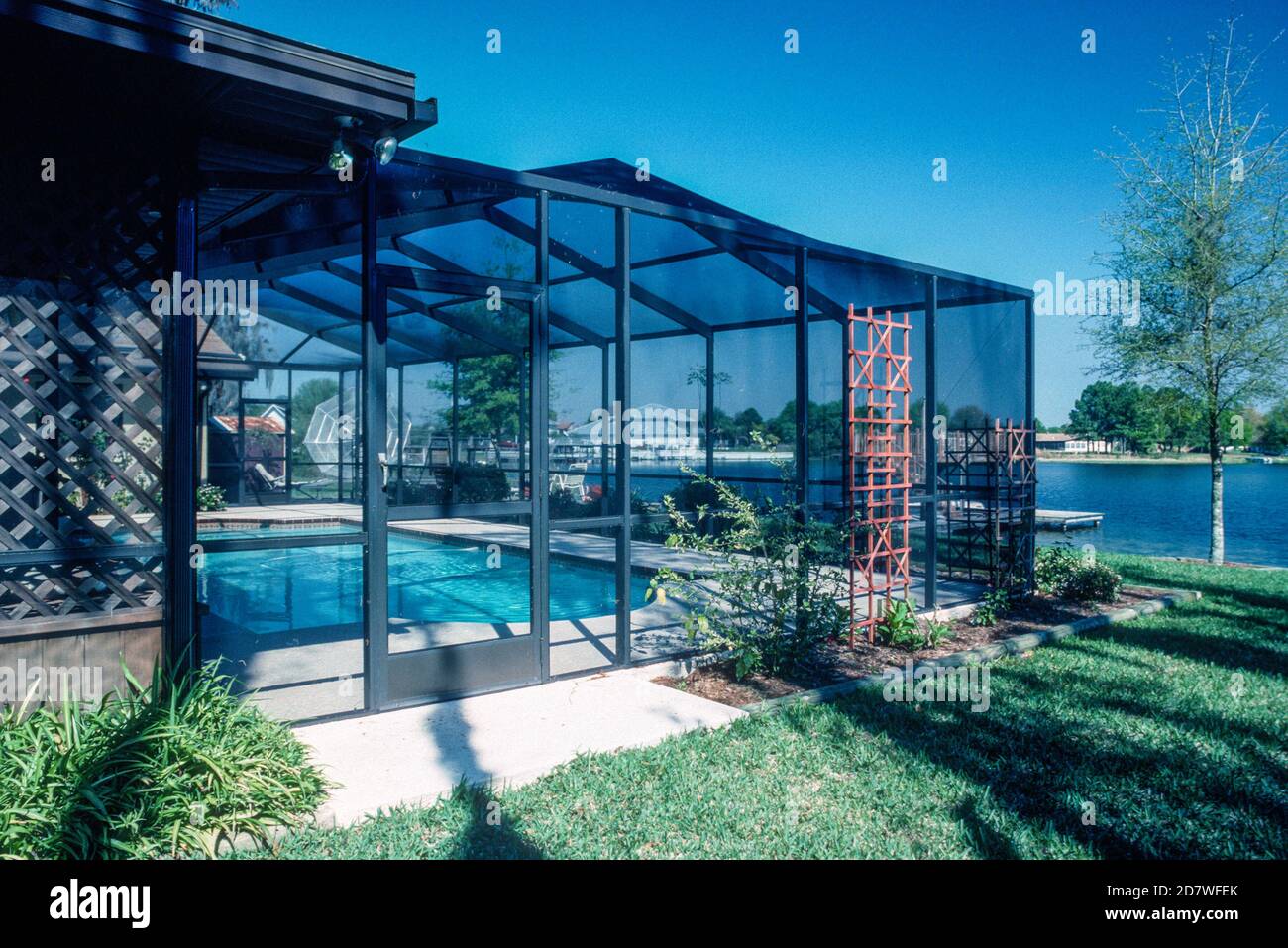 House, Swimming Pool and Screened-In Deck,Florida, USA Stock Photo - Alamy