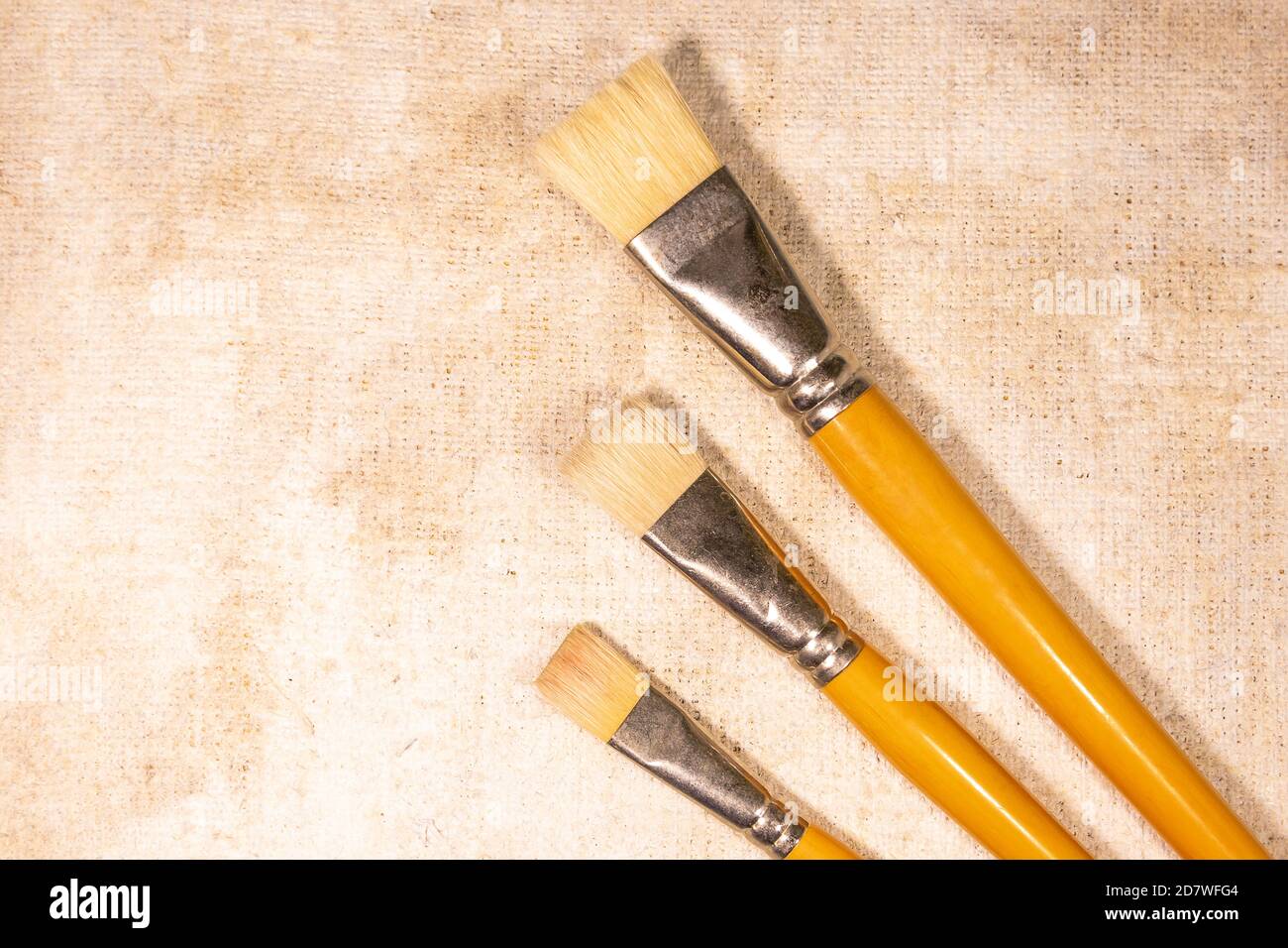 brushes for painting on canvas Stock Photo - Alamy