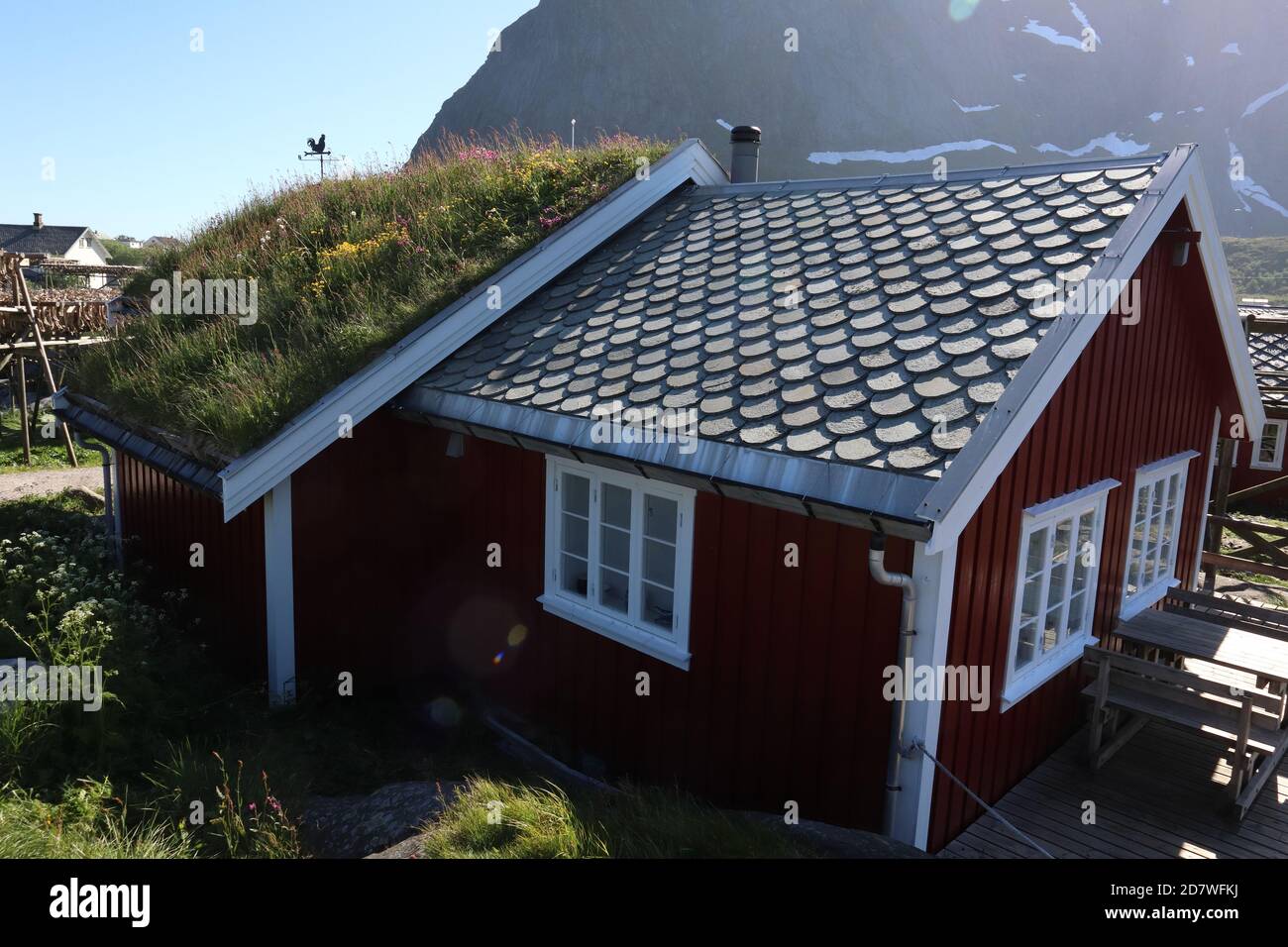 Reine / Norway - June 15 2019: Red cabins, called Robu / Rorbuer in ...