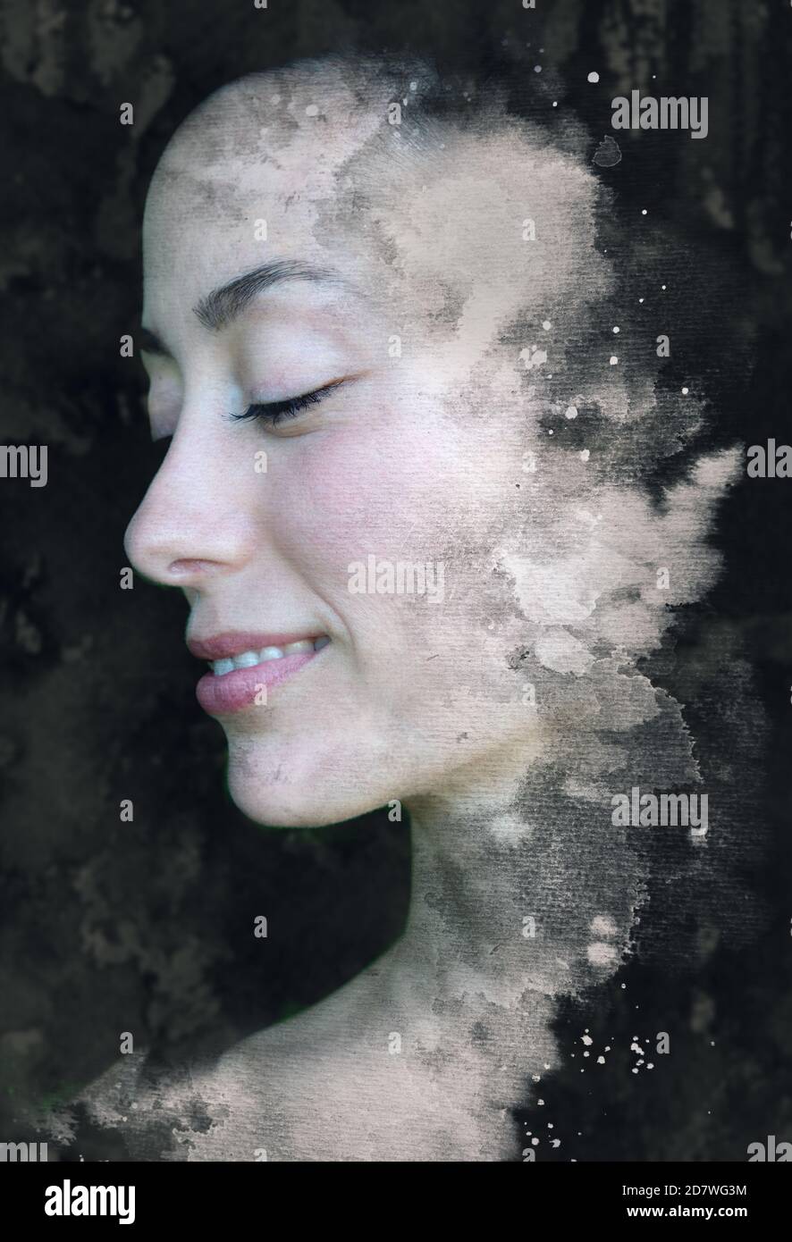 Creative photo manipulation of a portrait Stock Photo - Alamy