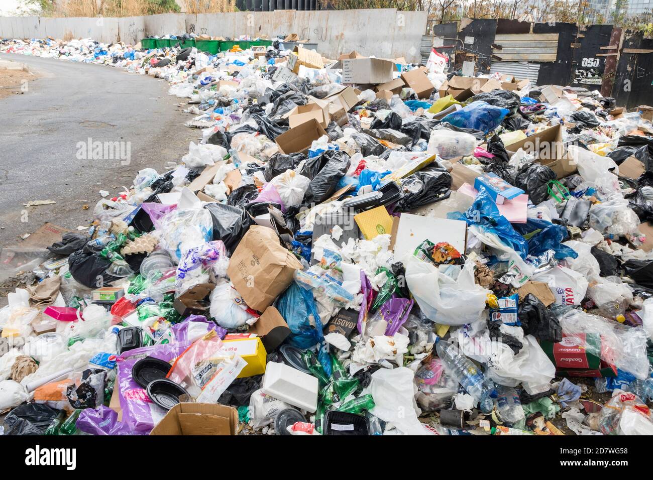 October 2020 - Piling trash in the streets of Beirut, Lebanon garbage ...