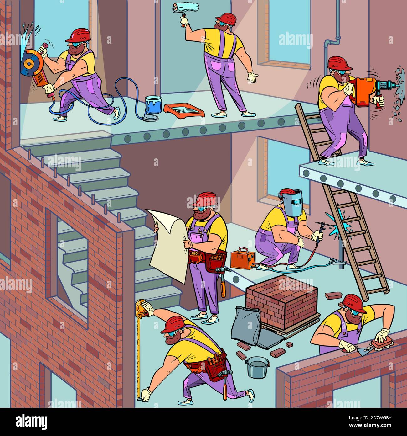 Different workers working together Stock Vector Images - Alamy