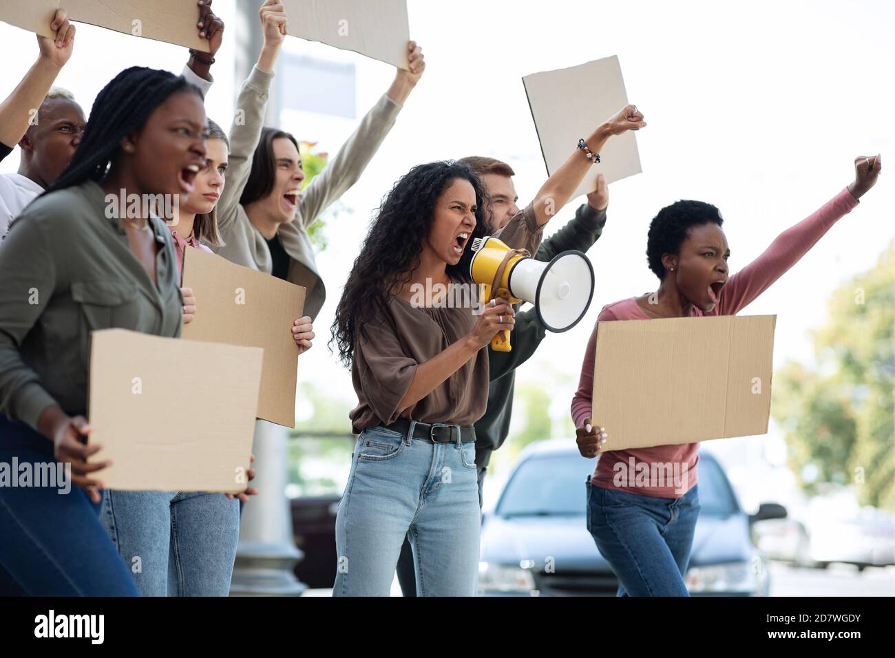 International group of people making strike on the street Stock Photo ...