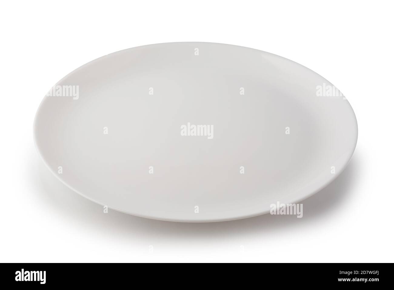 Flat empty plate isolated on white background Stock Photo - Alamy