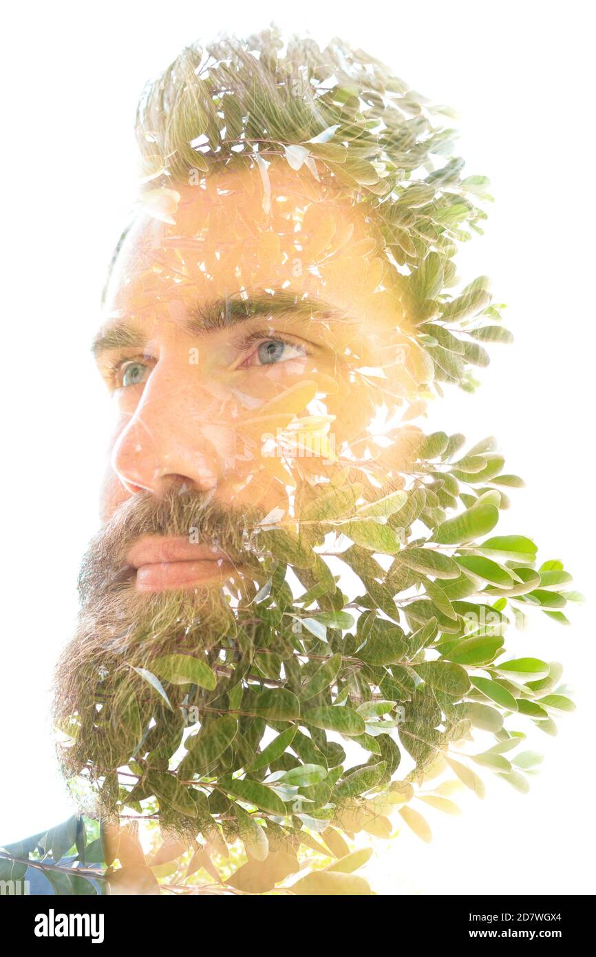 Surreal creative double exposure portrait Stock Photo - Alamy