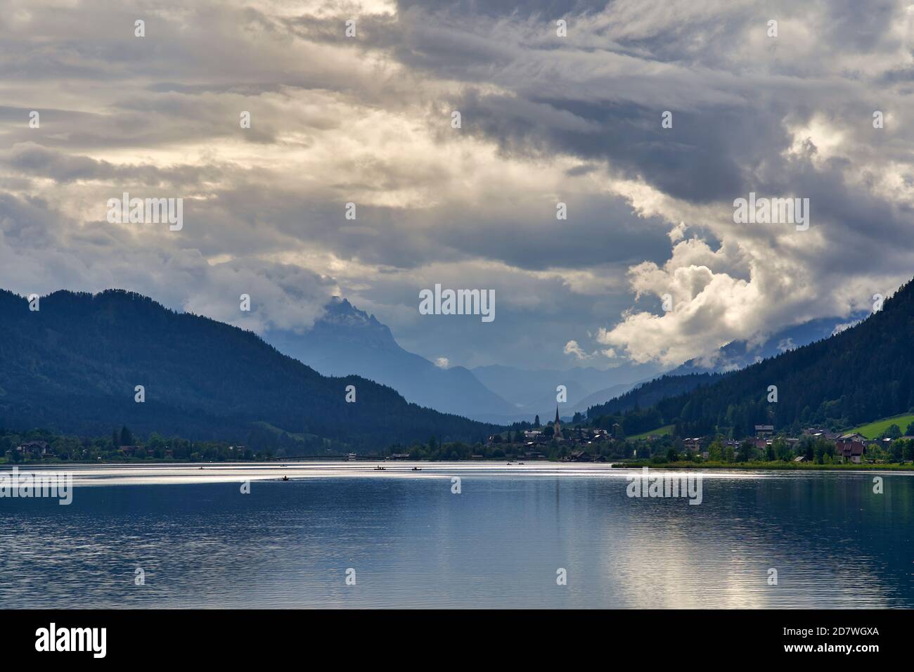 Dramatic sky and sunset lake Weissensee Austria Stock Photo - Alamy
