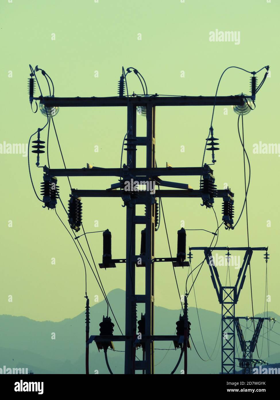 Power lines and pylon Stock Photo - Alamy