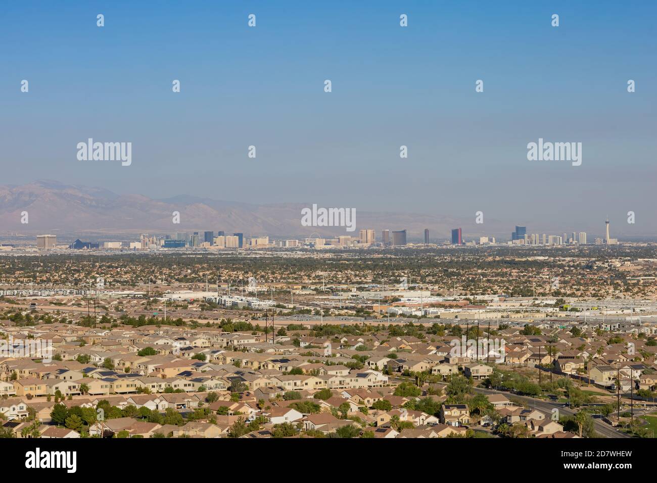 Sunny high angle view of the Strip skyline at Nevada Stock Photo - Alamy