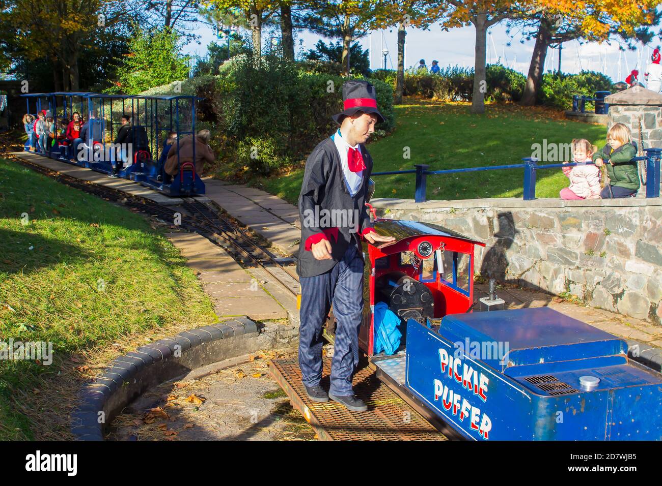 22 October 2020 A young employee prepares the Pickie Puffer train ...
