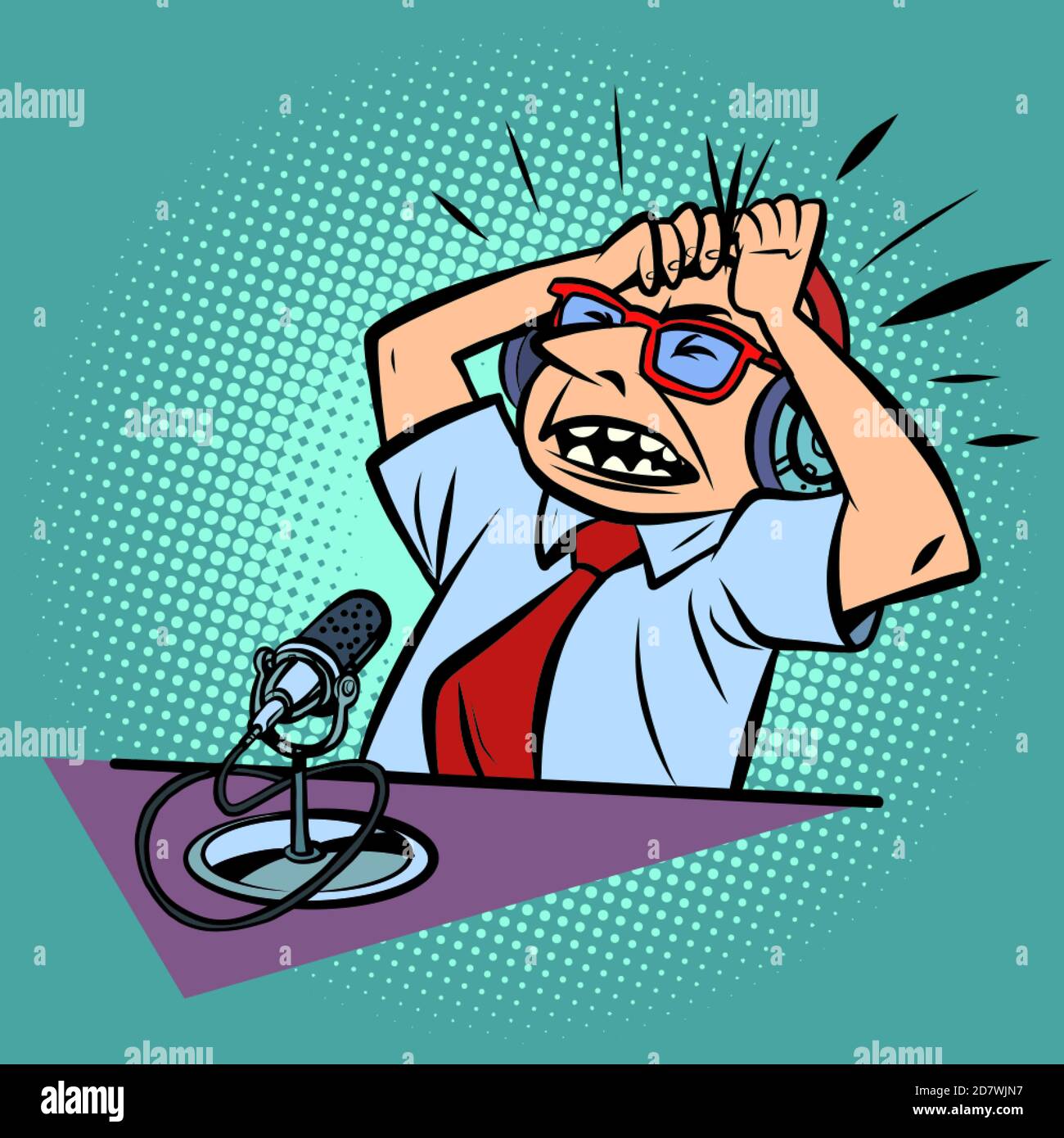 emotional radio podcaster male sports commentator Stock Vector Image ...