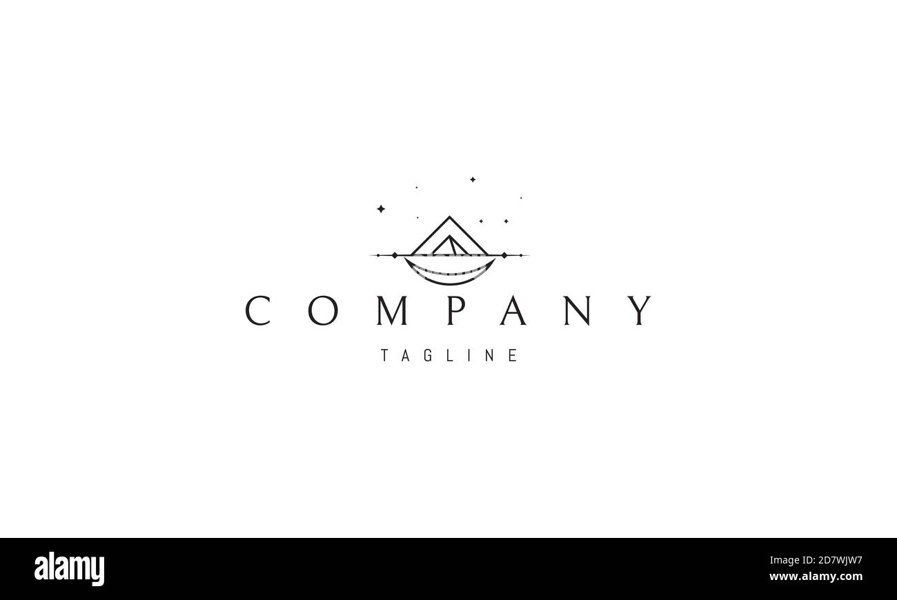 Vector logo on which an abstract image of a pyramid under the starry ...