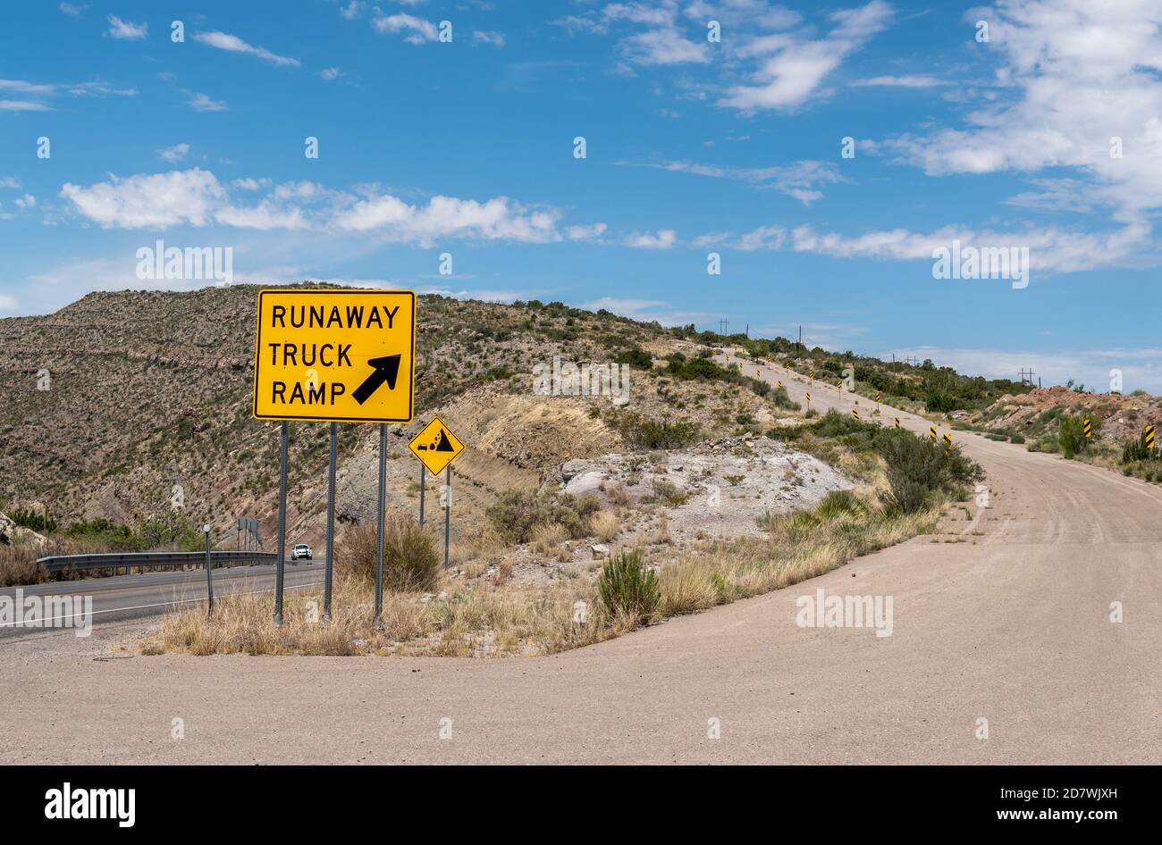 Runaway truck ramp on US Highway 82 near Cloudcroft, New Mexico, USA ...