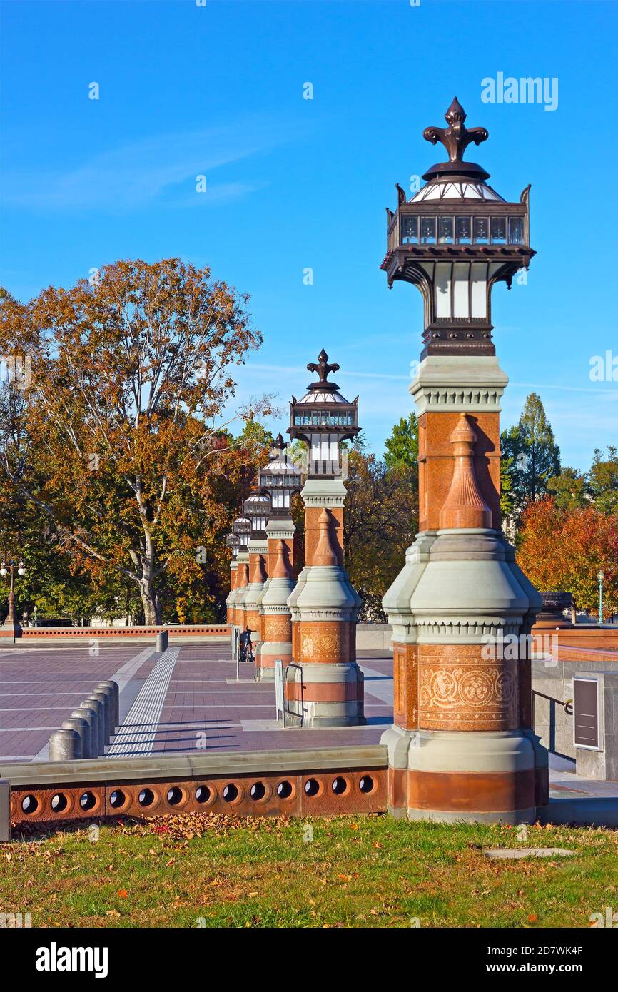 Beautifully ornated columns on Capitol Hill grounds in Washington DC ...