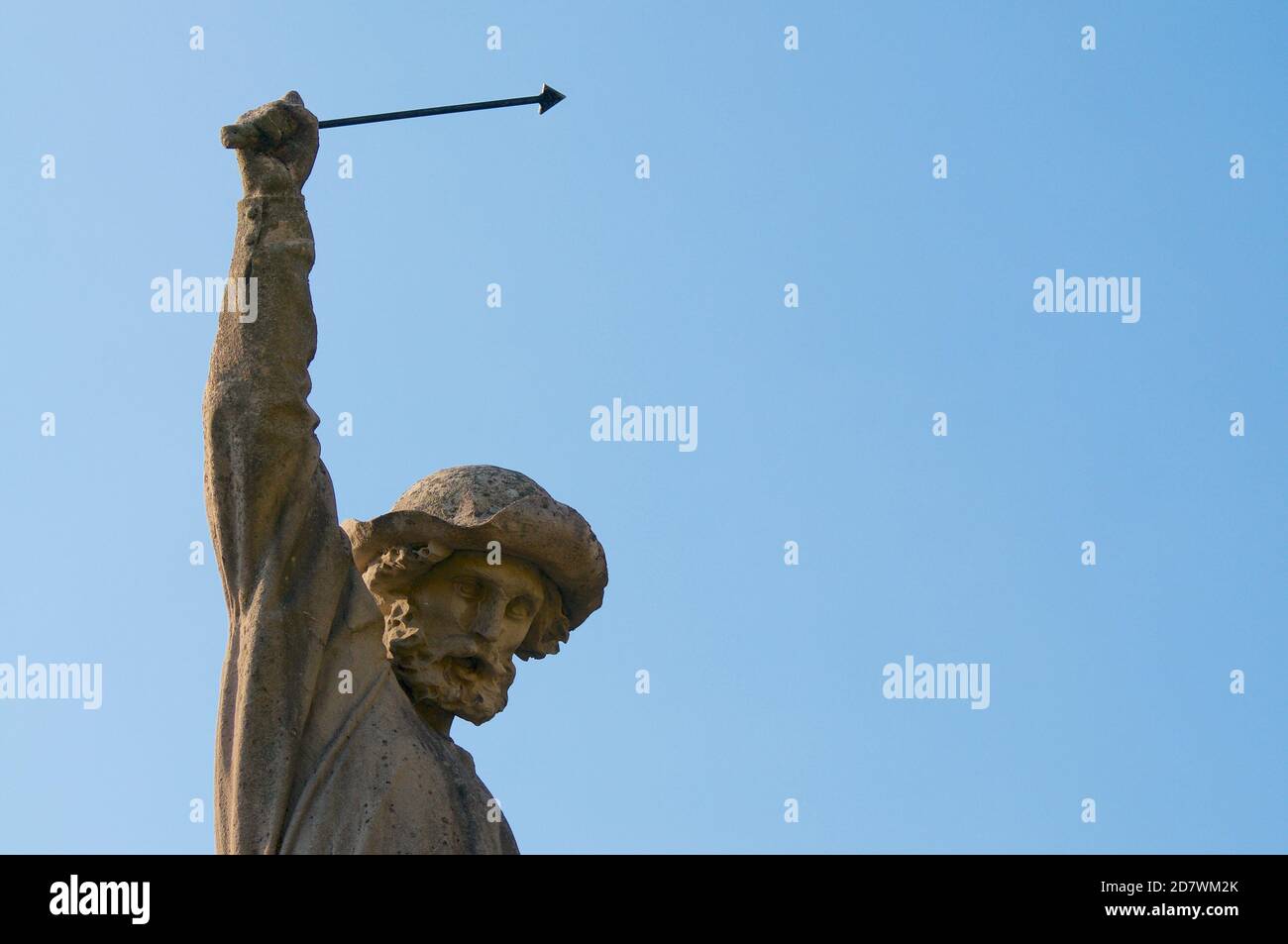 Close up picture of the William Tell statue located at the entrance of ...