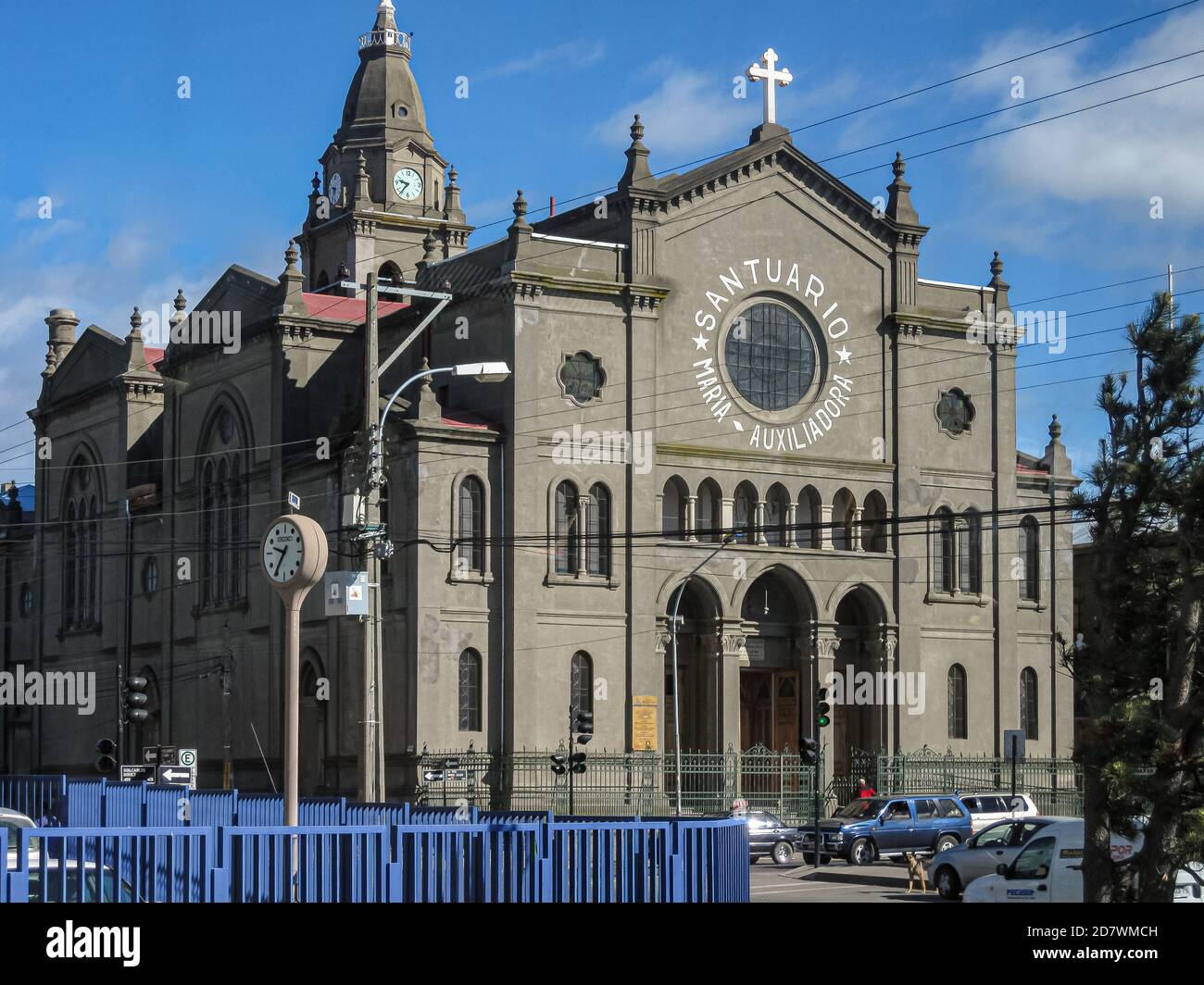 Punta Arenas, Chile - December 12, 2008: Gray cement church bulding ...