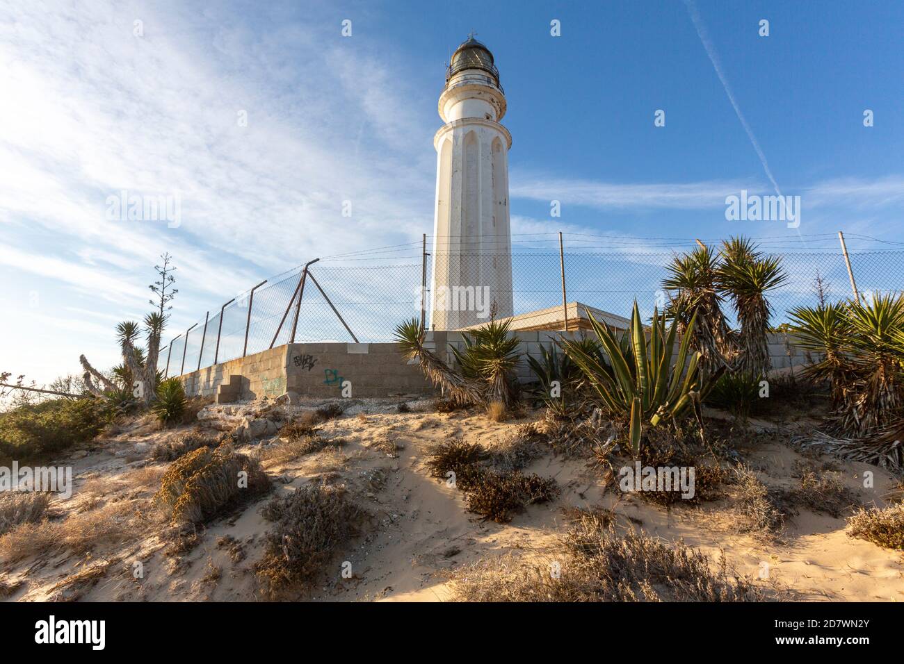 Trafalgar lighthouse, Cape Trafalgar, Cadiz province, Andalusia, Spain ...