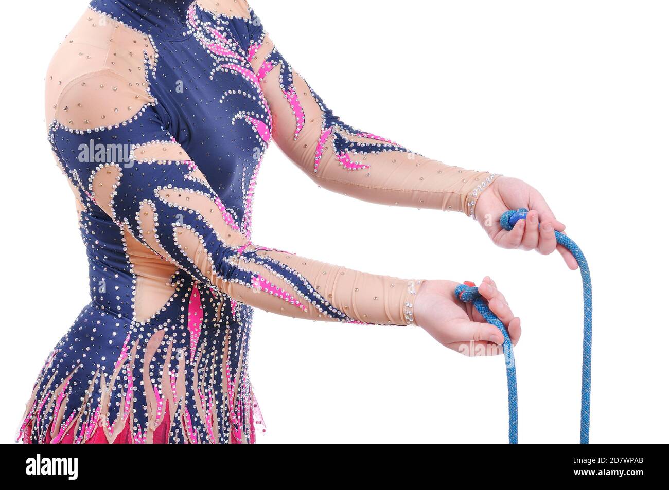 Close up of artistic female gymnast showing how to hold a rope Stock ...