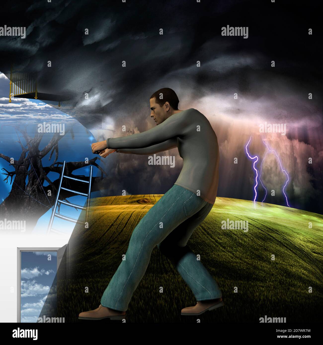 Pulling back the curtain Stock Photo - Alamy