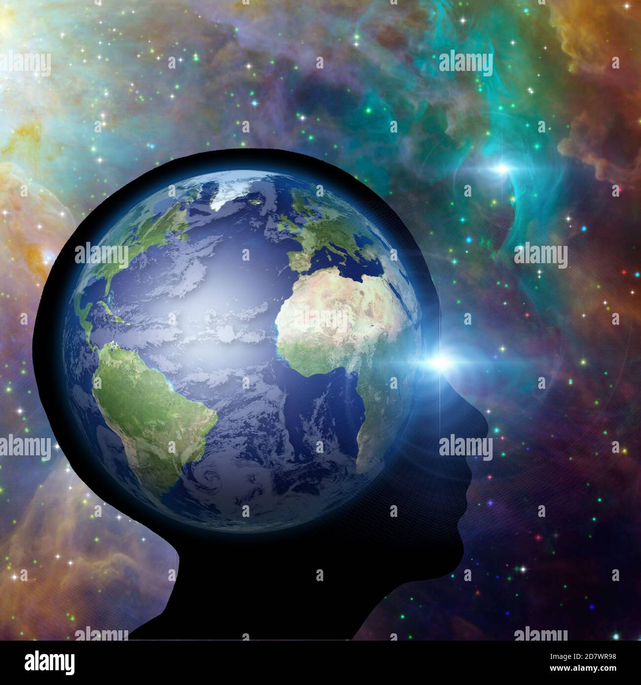 Earth Mind Silhouette Stock Photo - Alamy