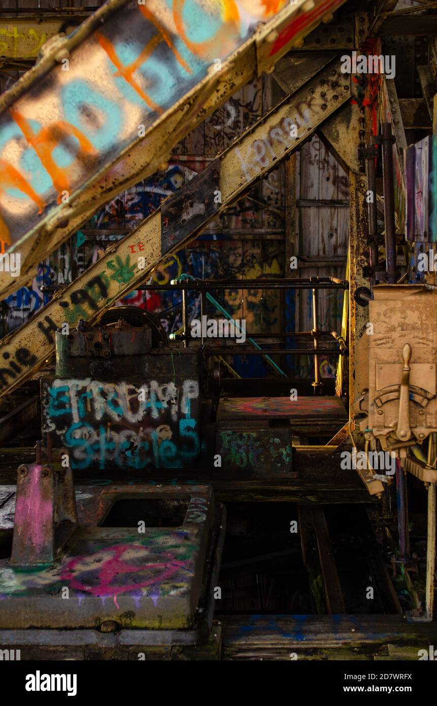 Abandoned factory filled with graffiti Stock Photo - Alamy