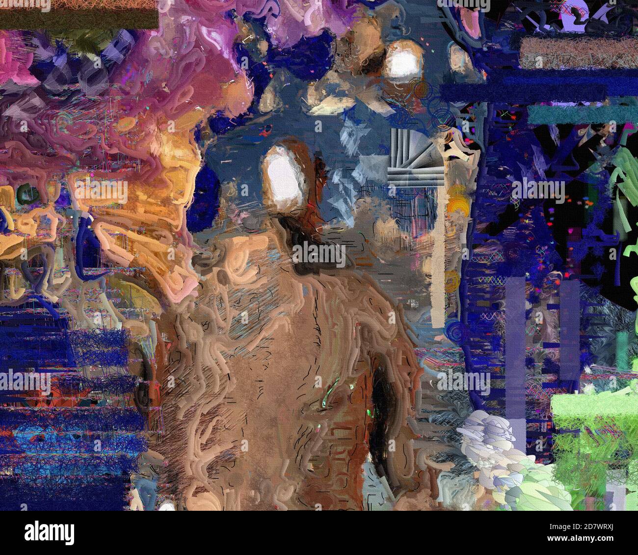 Abstract painting with faceless man Stock Photo - Alamy