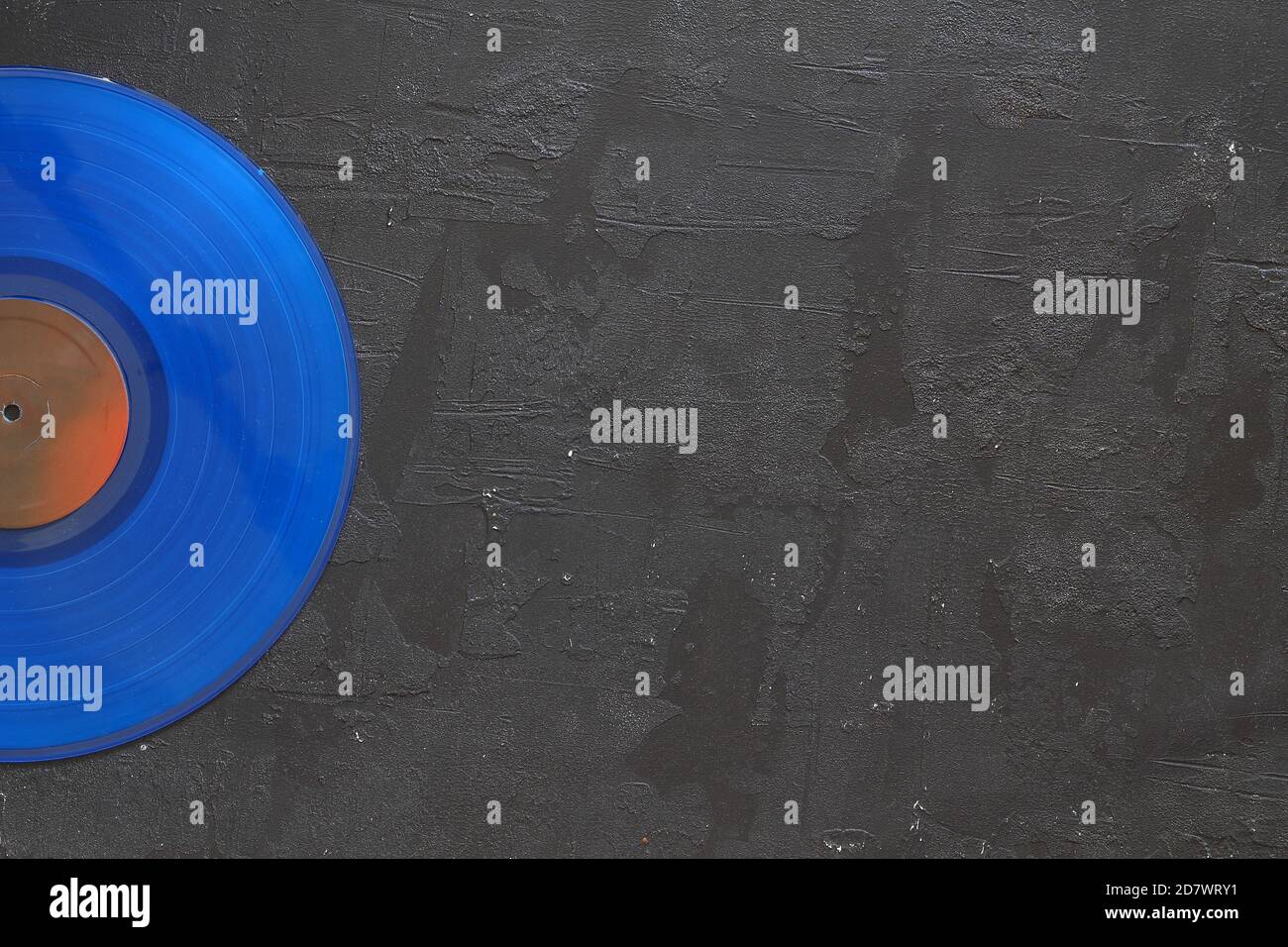 Blue Vinyl record on a black background. Retro style. Top view Stock ...