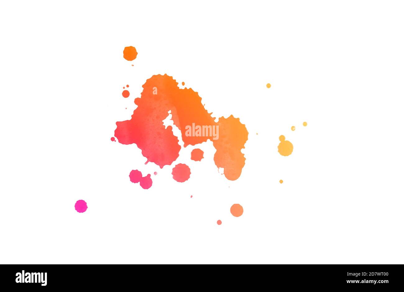 Colorful watercolor drops brush isolated on white background for art ...