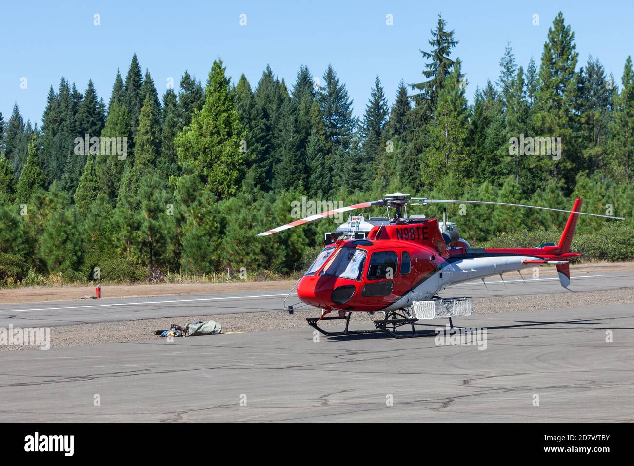 Prospect, Oregon / USA - September 9, 2014: A small rescue helicopter ...