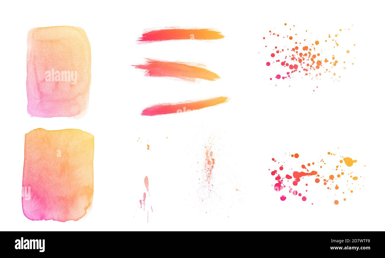 Abstract beautiful colorful isolated brushes for painting. Set of blot ...