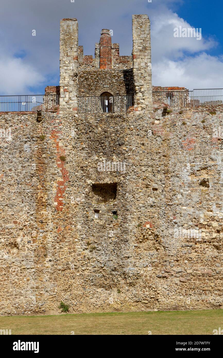 Close up of a tower of Framlingham Castle, Suffolk, UK showing the ...