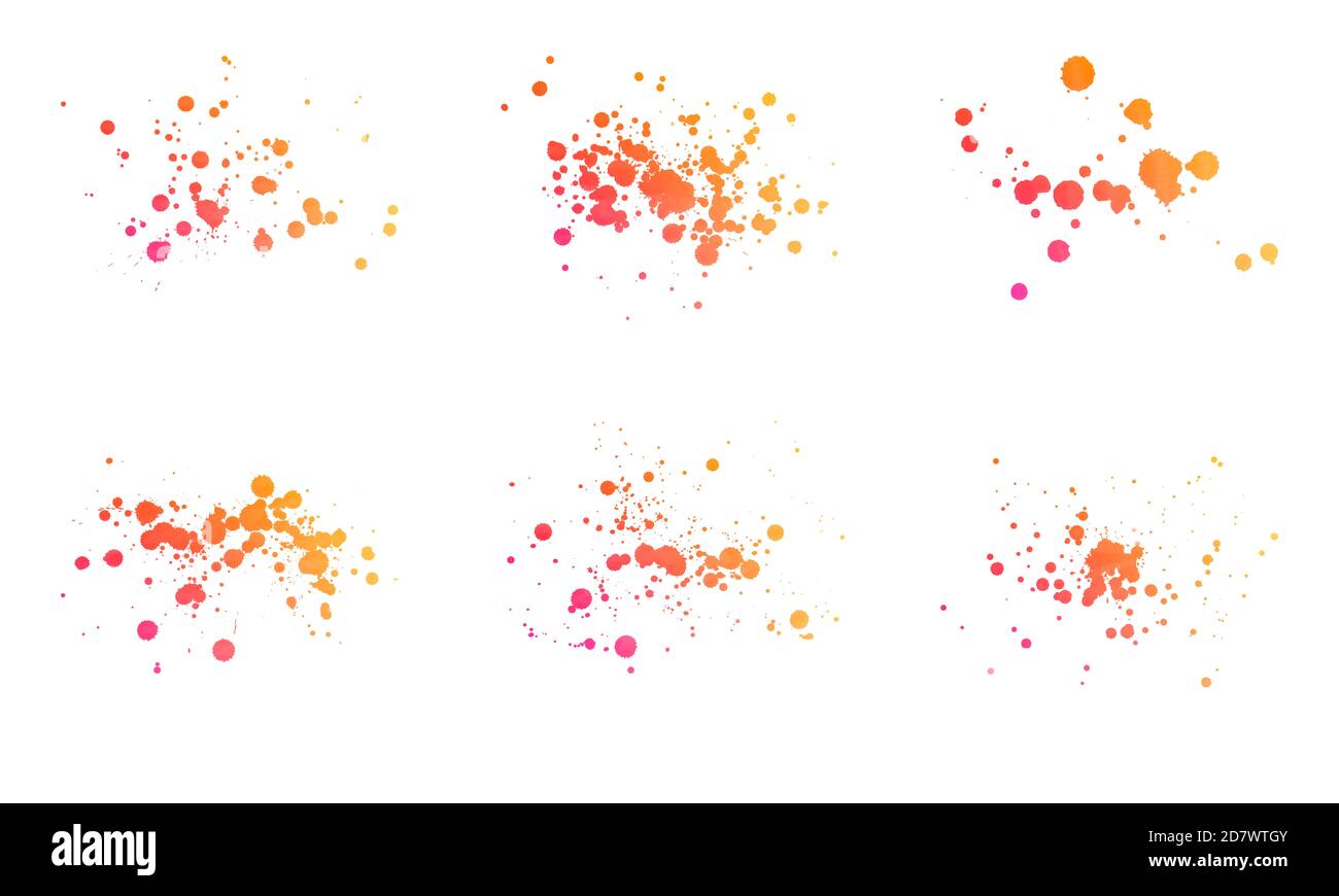 Set of colorful watercolor isolated drops brushes Stock Photo - Alamy