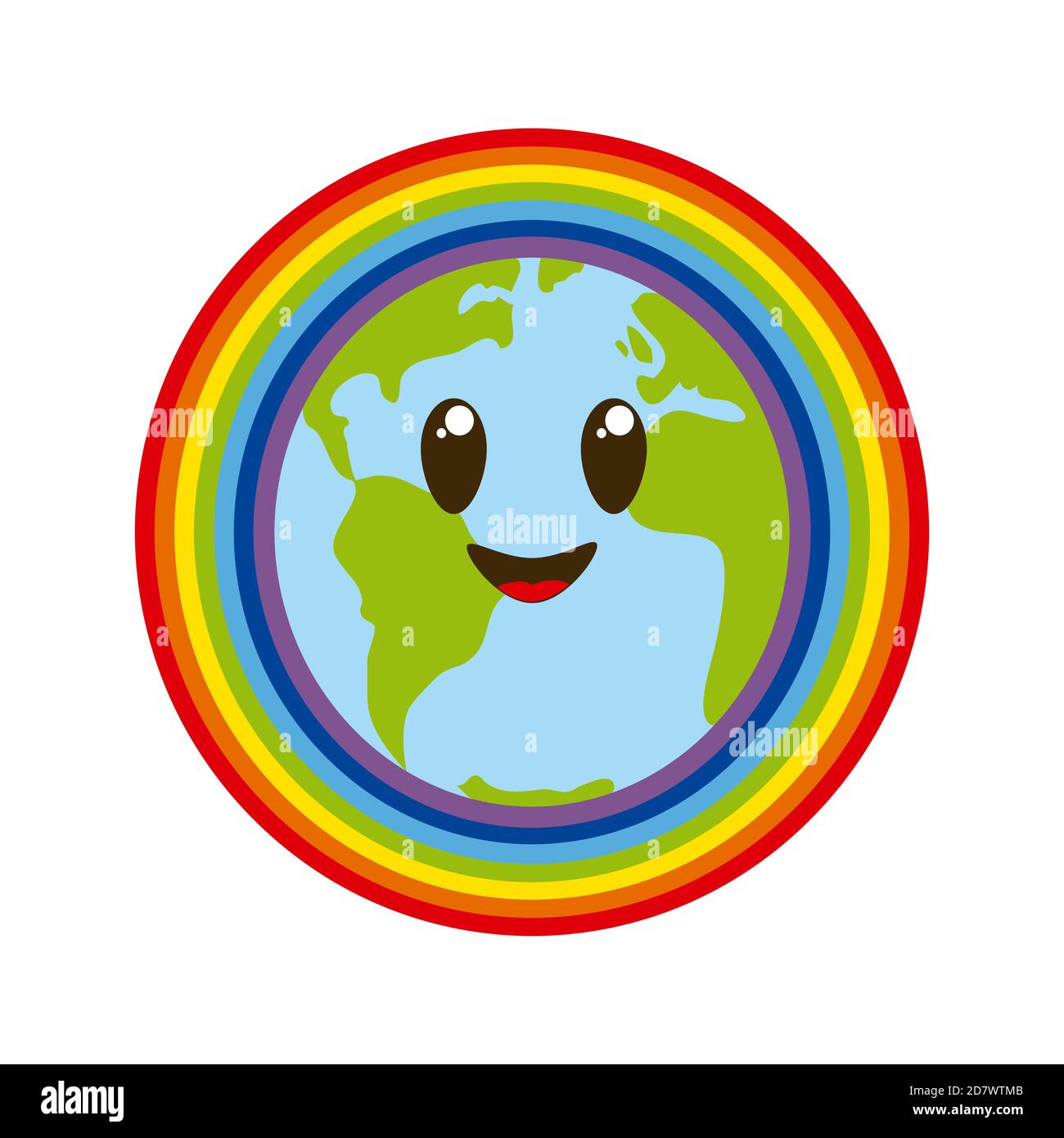 Cute planet earth with rainbow Stock Photo - Alamy