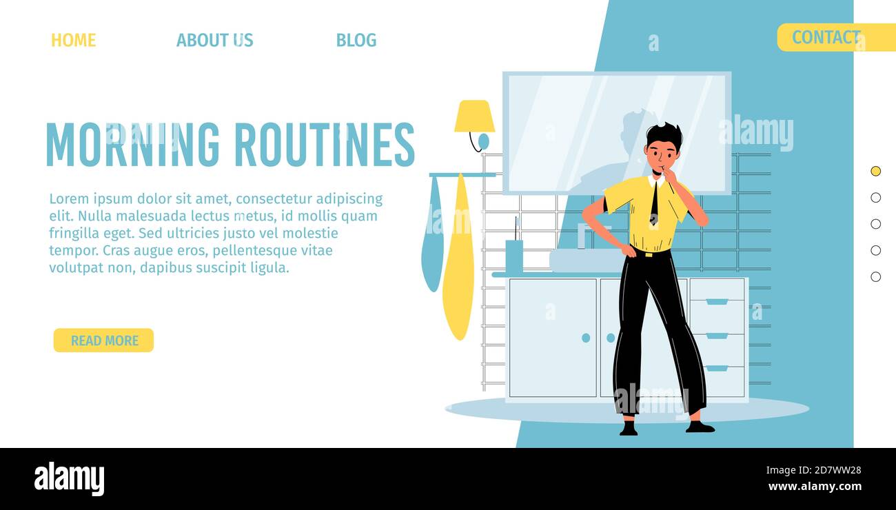 Morning hygiene dental care routine landing page Stock Vector Image ...