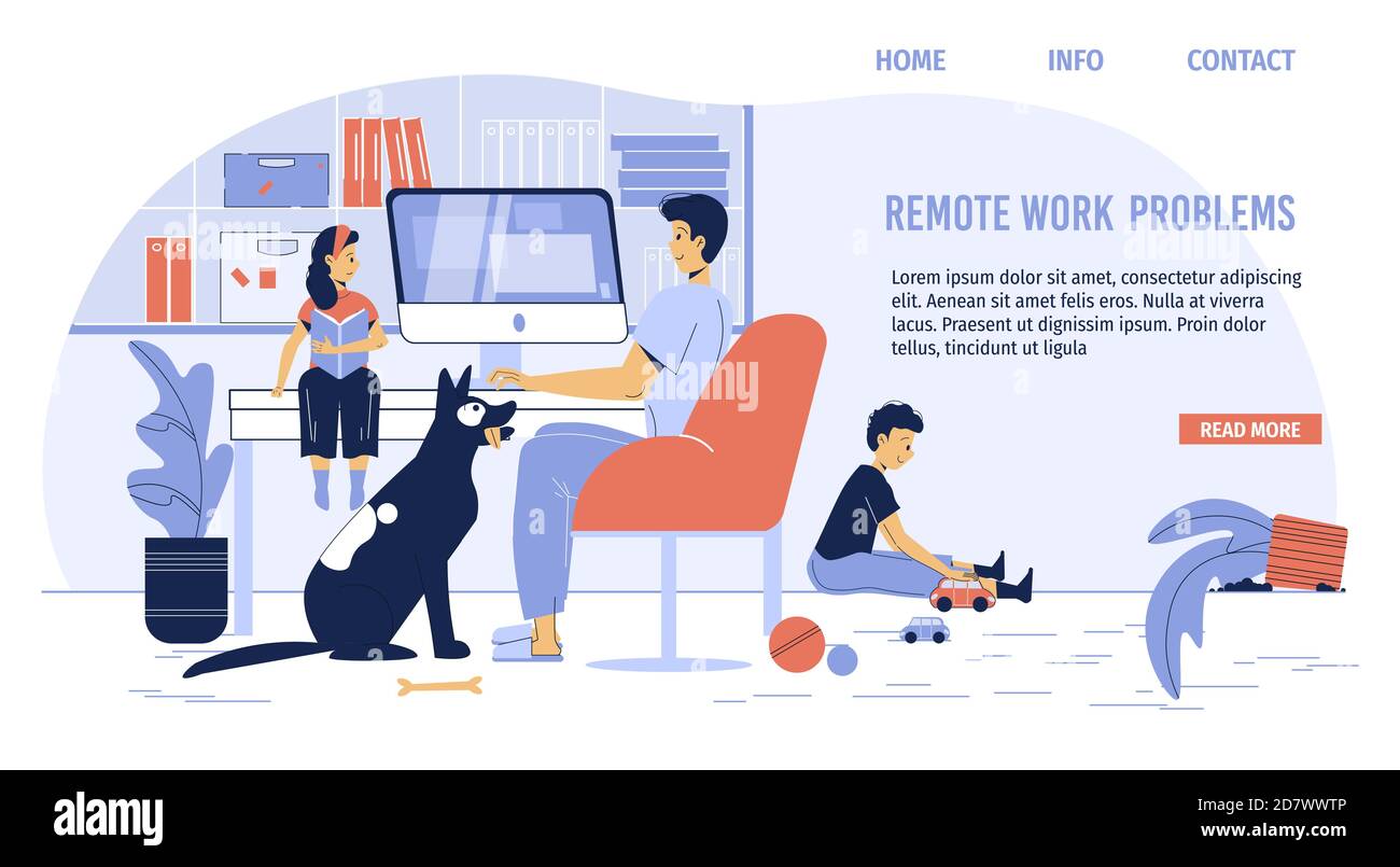 Remote work problem troubleshooting landing page Stock Vector Image ...