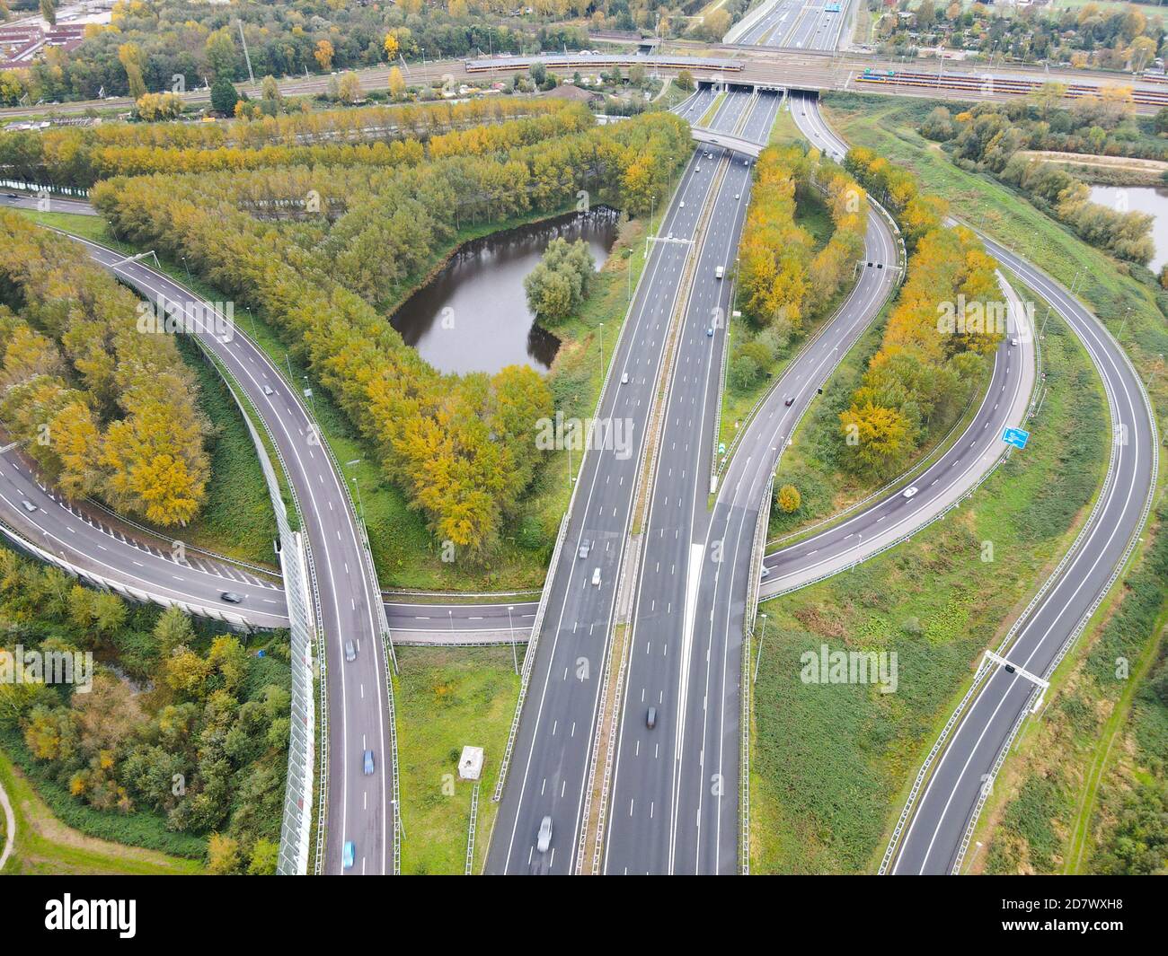 Aerial view of high way intersection crossing Stock Photo - Alamy