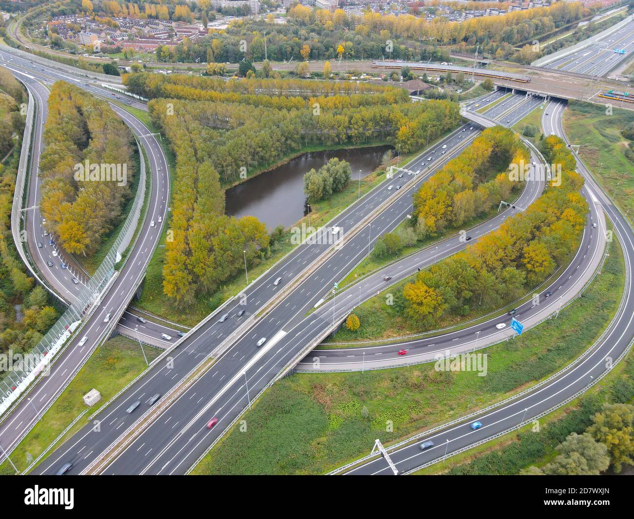 Aerial view of high way intersection crossing Stock Photo - Alamy