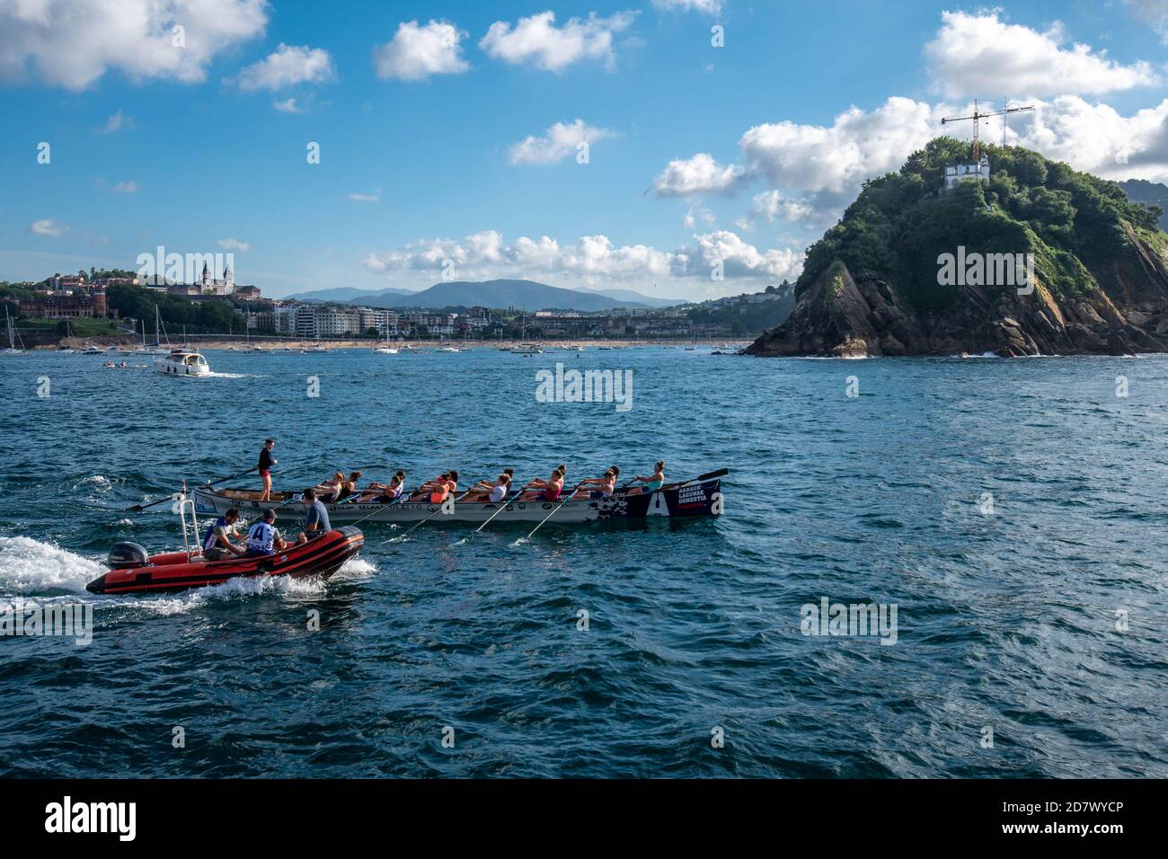 Training for traditional boat race in San Sebastian Spain Stock Photo ...