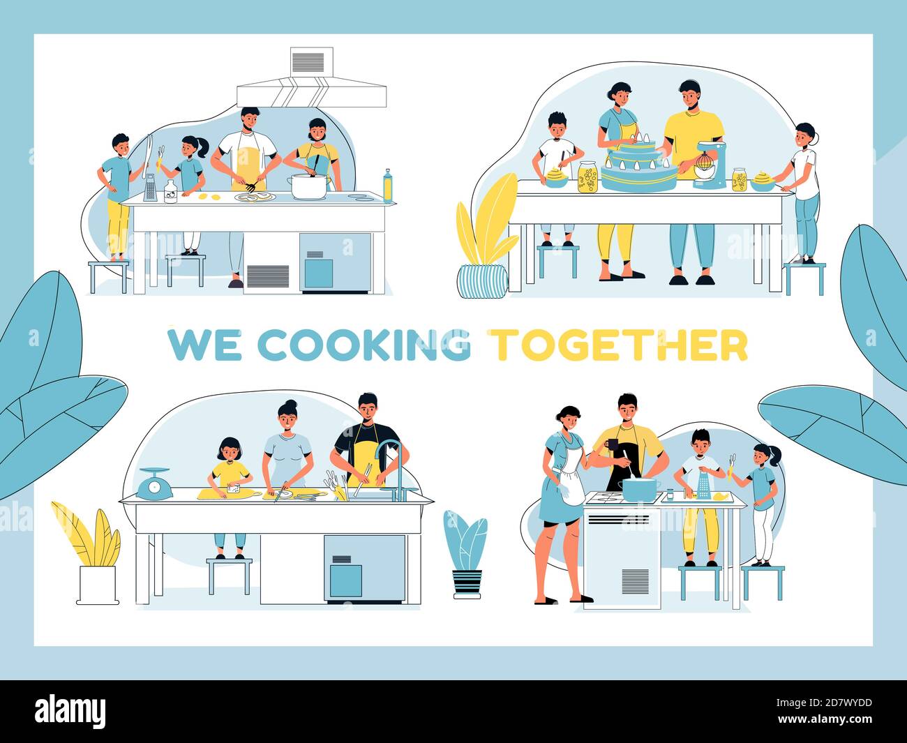 Parent kid best culinary team cooking together set Stock Vector Image ...