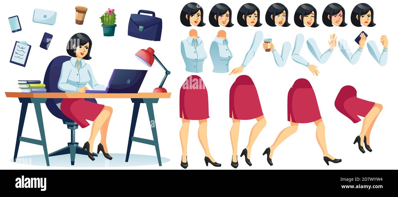 Businesswoman office worker creation animation set Stock Vector Image ...