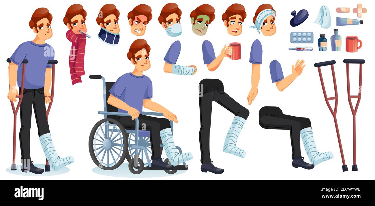 Young sick man animated character creation set Stock Vector Image & Art ...
