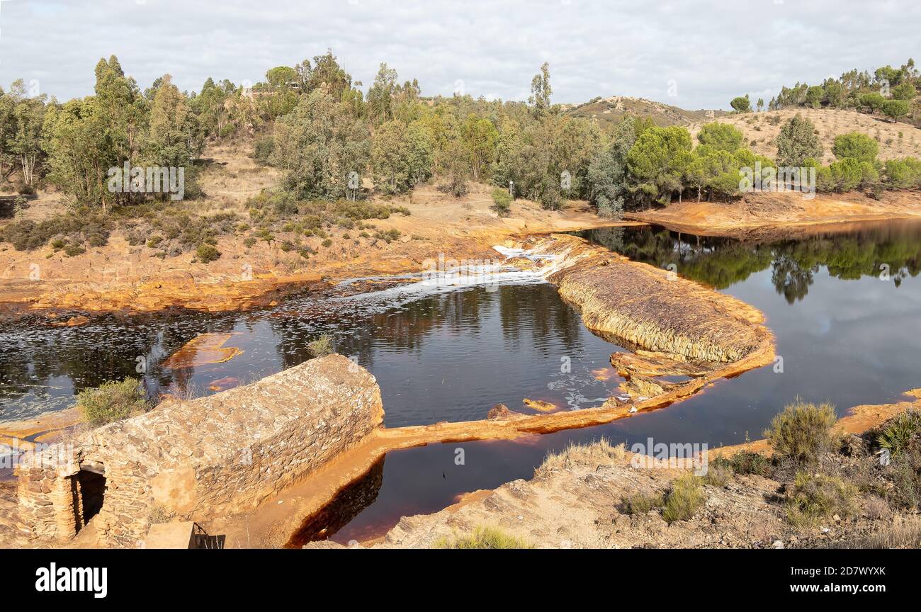 Old watermill in the Rio Tinto river in Huelva, Andalusia, Spain Stock ...