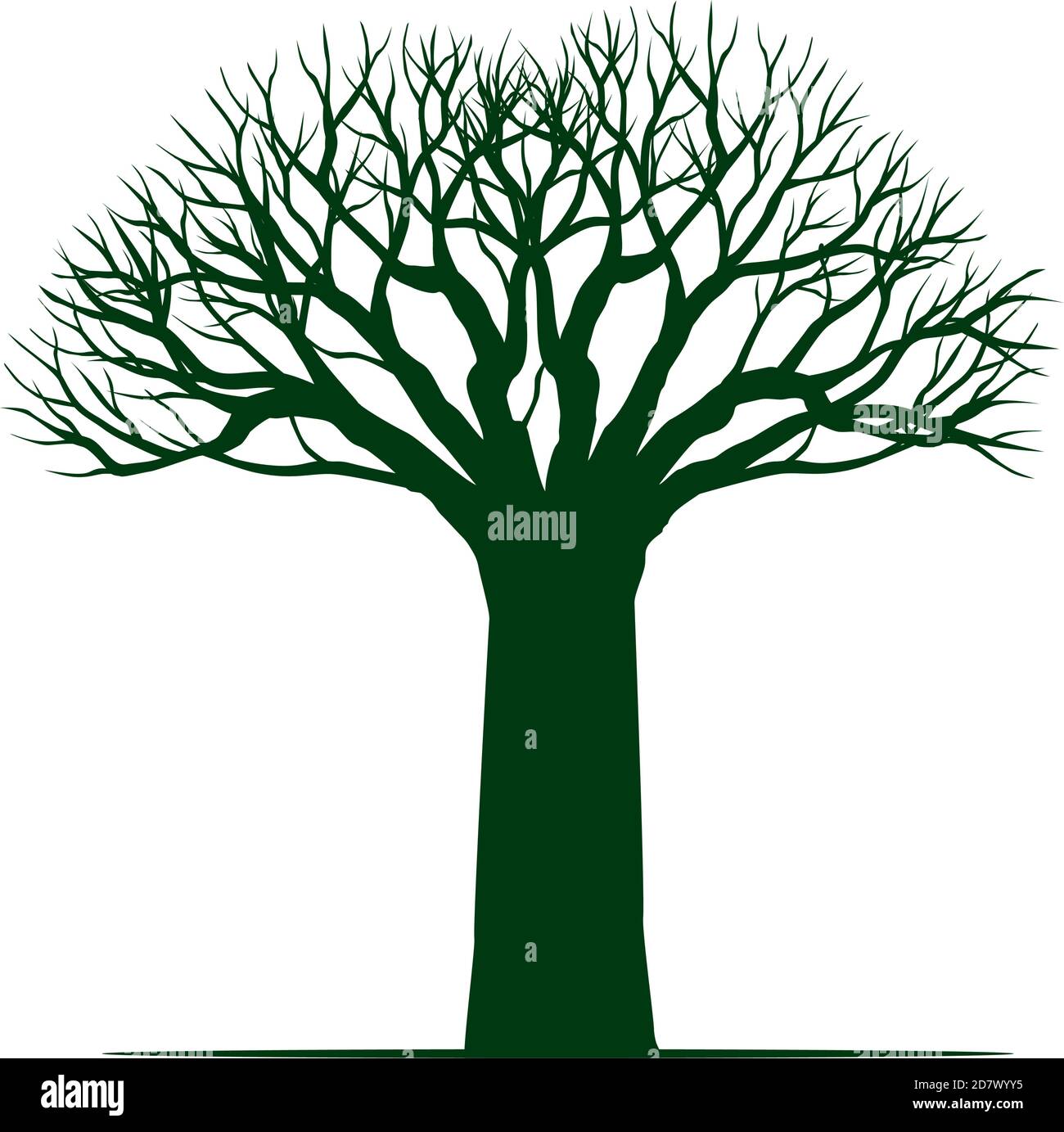 Green Tree with Roots. Vector outline Illustration. Plant in Garden ...