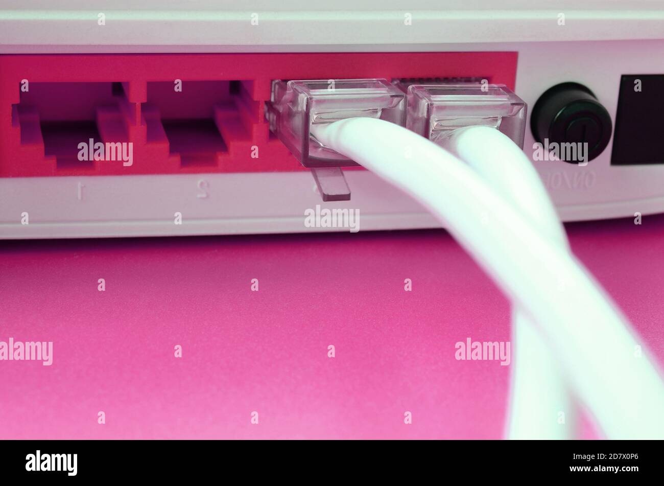 The Internet cable plugs are connected to the Internet router, which ...